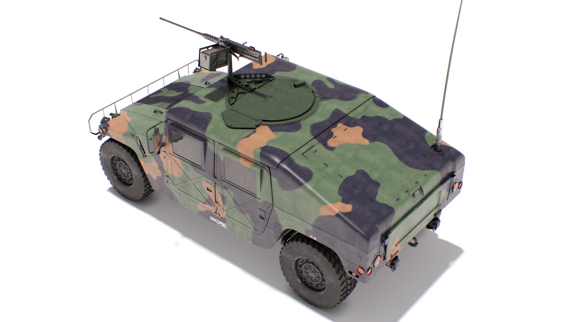 3D Model Military Humvee With Turret - TurboSquid 2387093