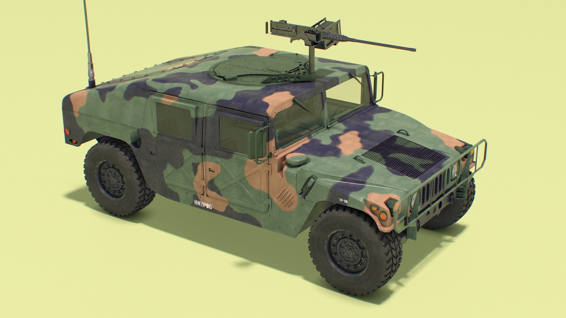 3D Model Military Humvee With Turret - TurboSquid 2387093