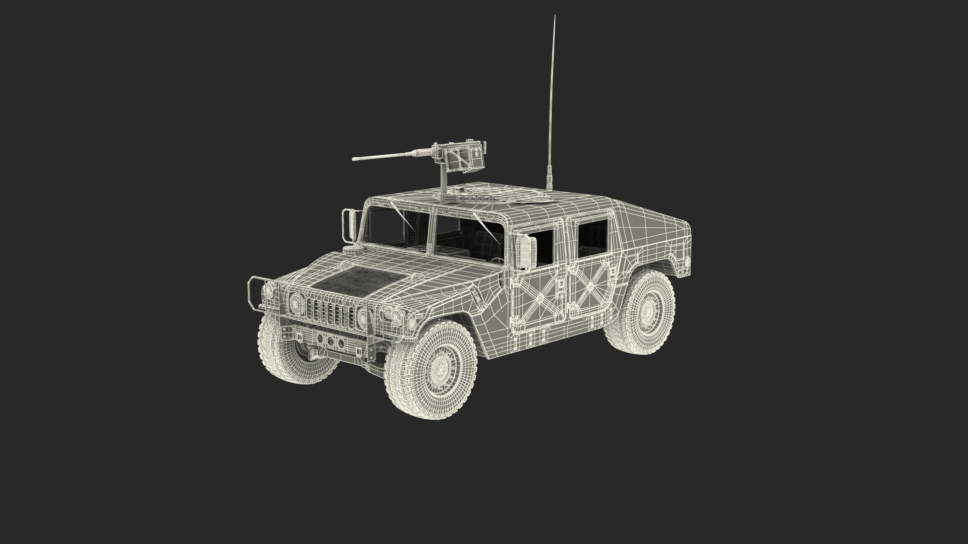 3D Model Military Humvee With Turret - TurboSquid 2387093