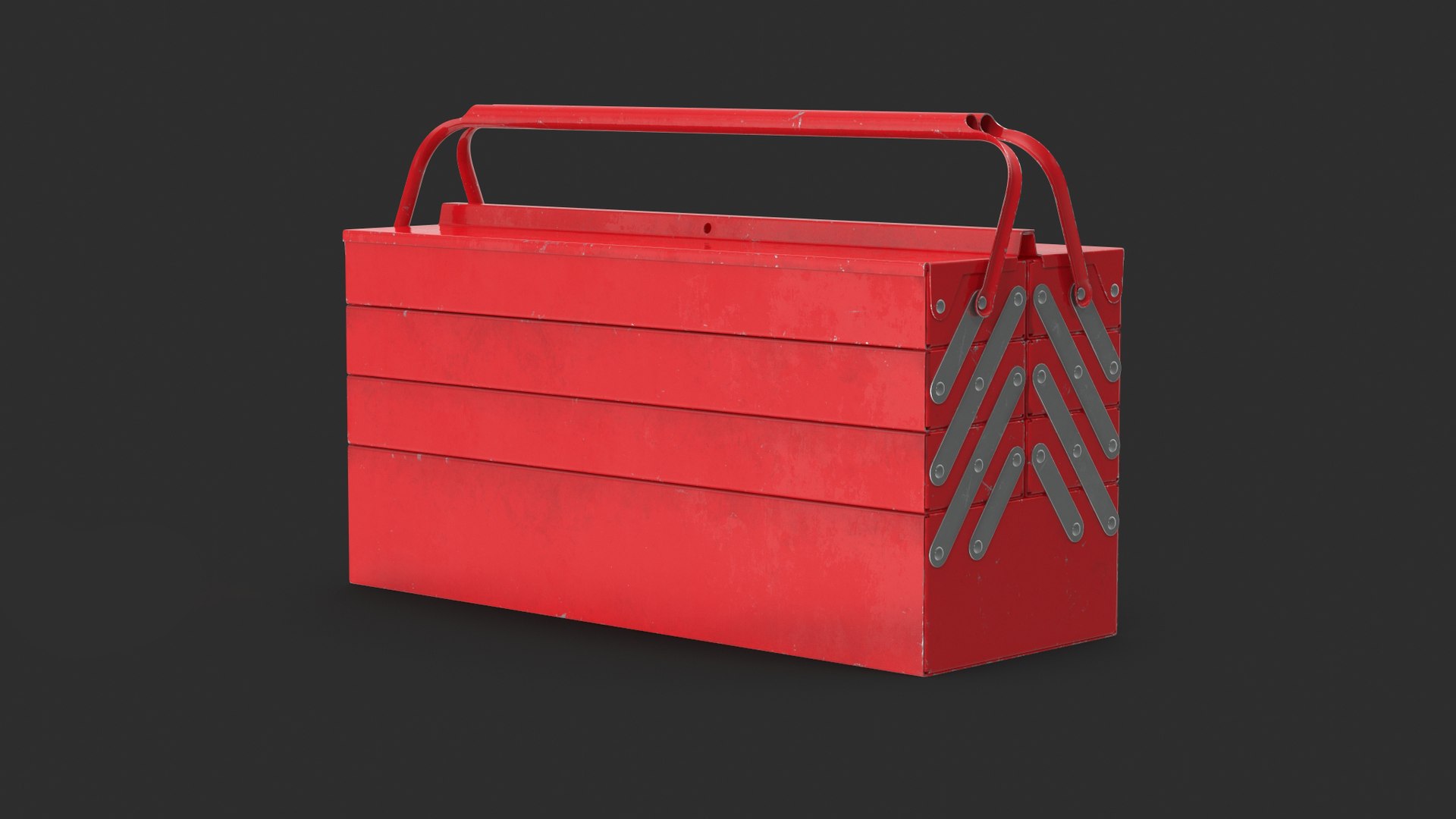 3D Model Red Metal Cantilever Tool Box 4 Tier Closed - TurboSquid 1901123