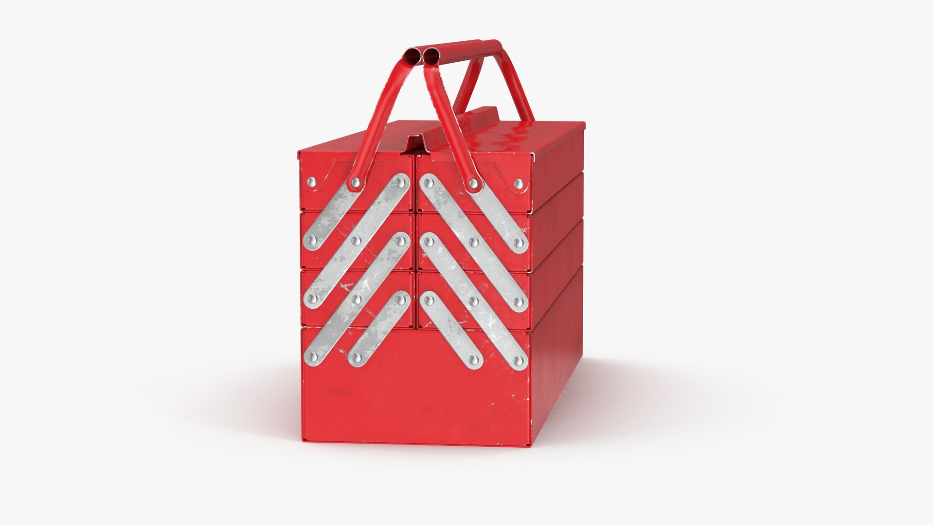 3D Model Red Metal Cantilever Tool Box 4 Tier Closed - TurboSquid 1901123