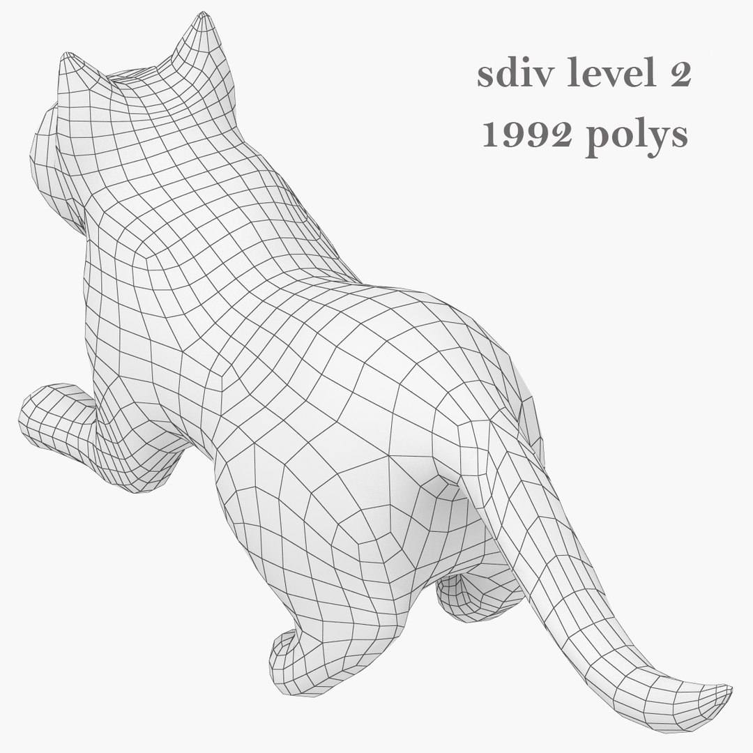 cat unwrapped uvs 3d model