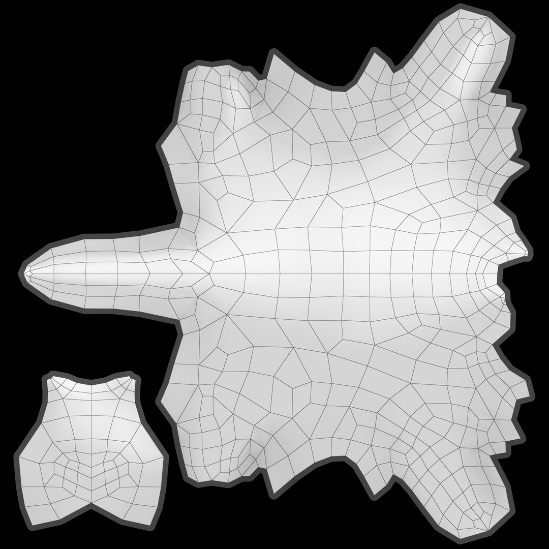 cat unwrapped uvs 3d model