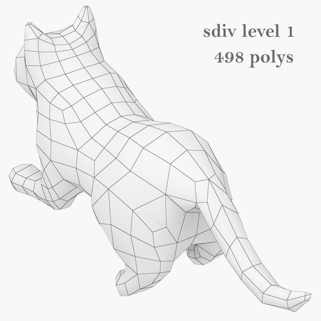 cat unwrapped uvs 3d model