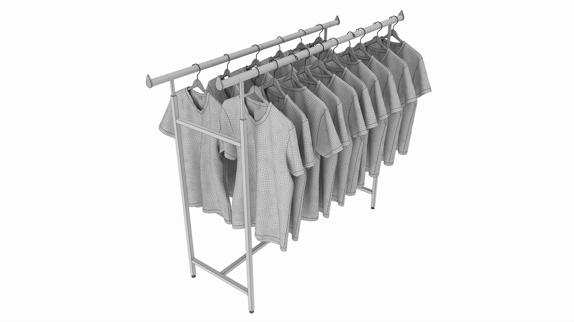 Store Double Bar Rack With Clothes 3D - TurboSquid 2201790