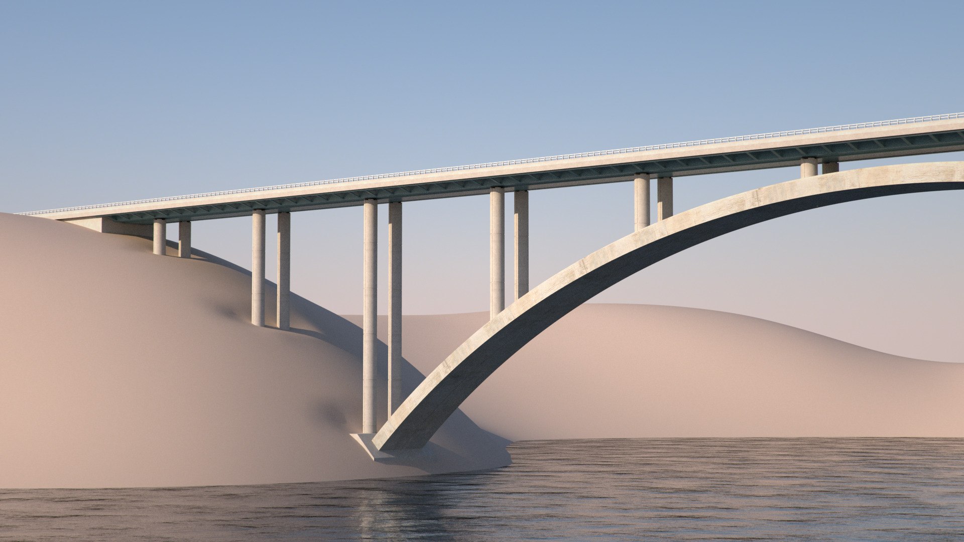 3dsmax Open Arch Bridge Highway