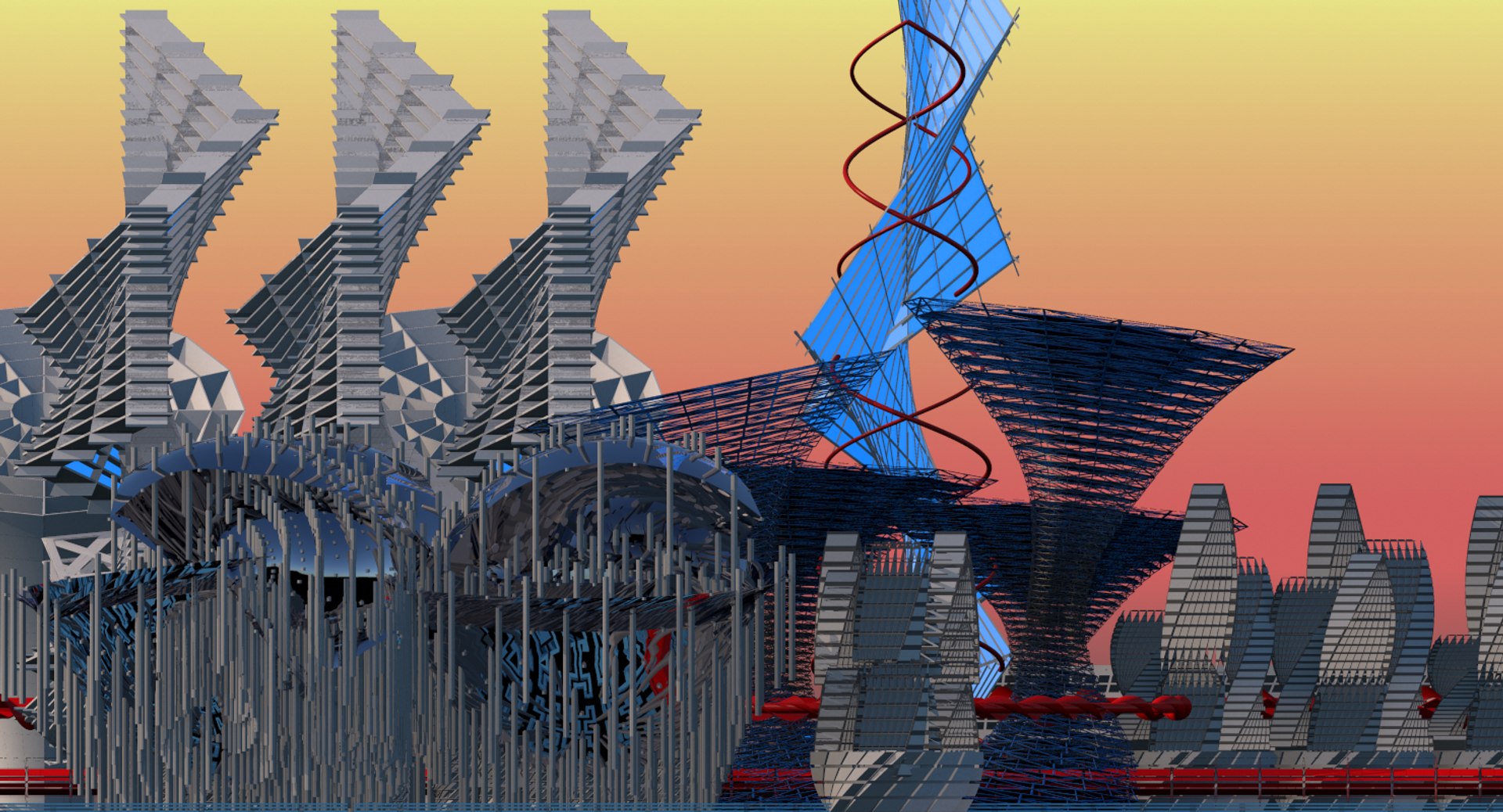 Free Obj Model Futuristic Townscapes Town City