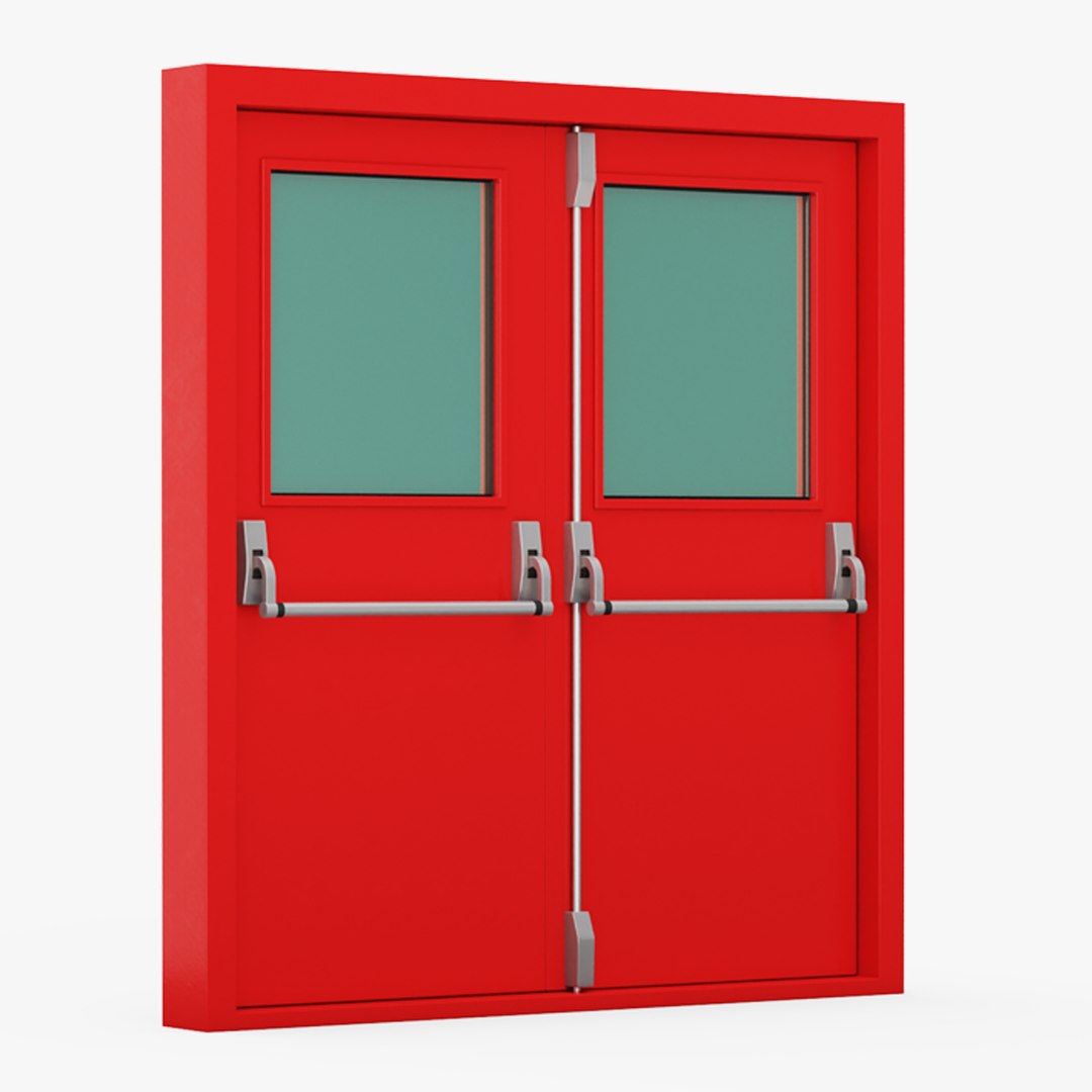 Double Fire Exit Doors with Panic Bar 3D model - TurboSquid 2054432