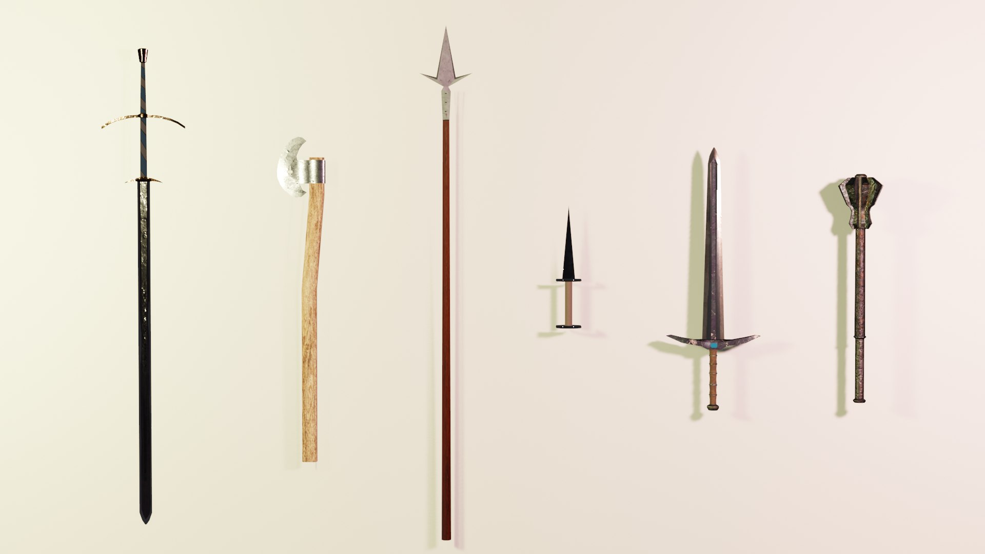 3D Set Of Low Poly Weapons - TurboSquid 1981359