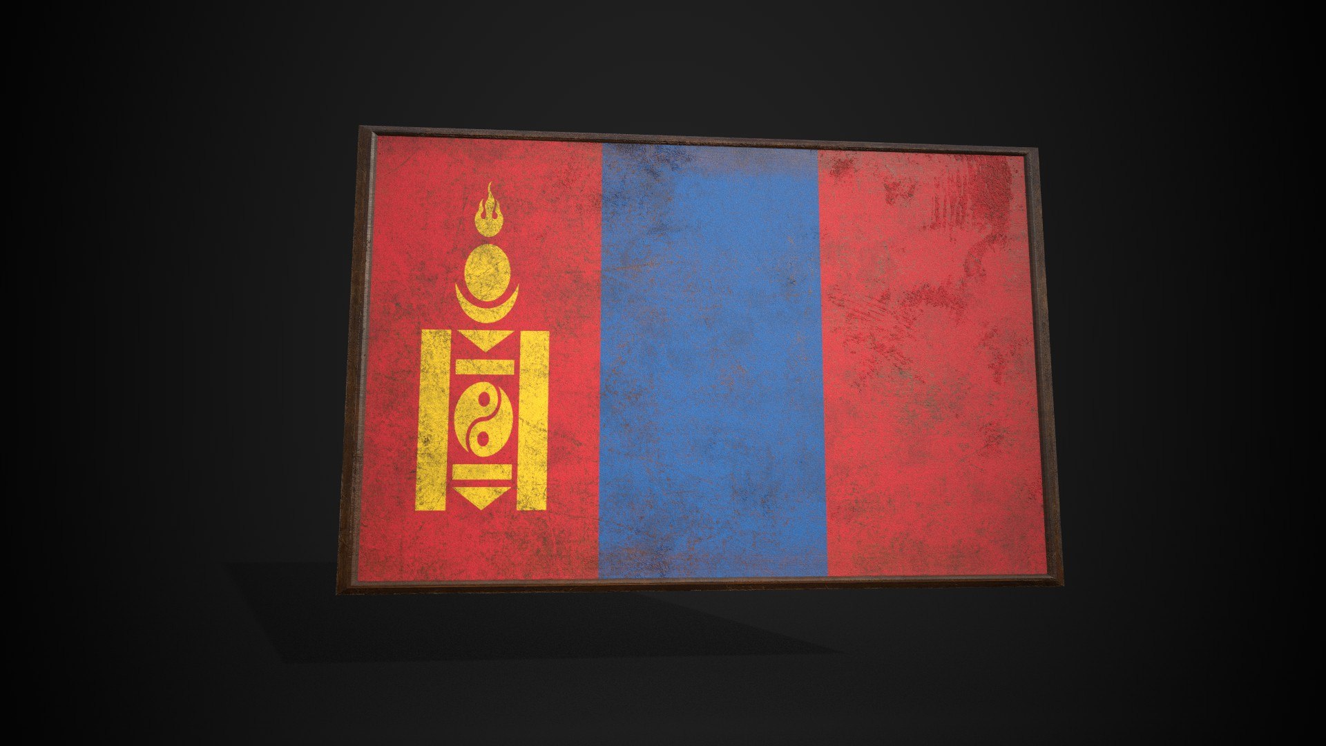 3D Old Picture Frame With Mongolia Flag - Game Ready PBR Low-poly 3D ...