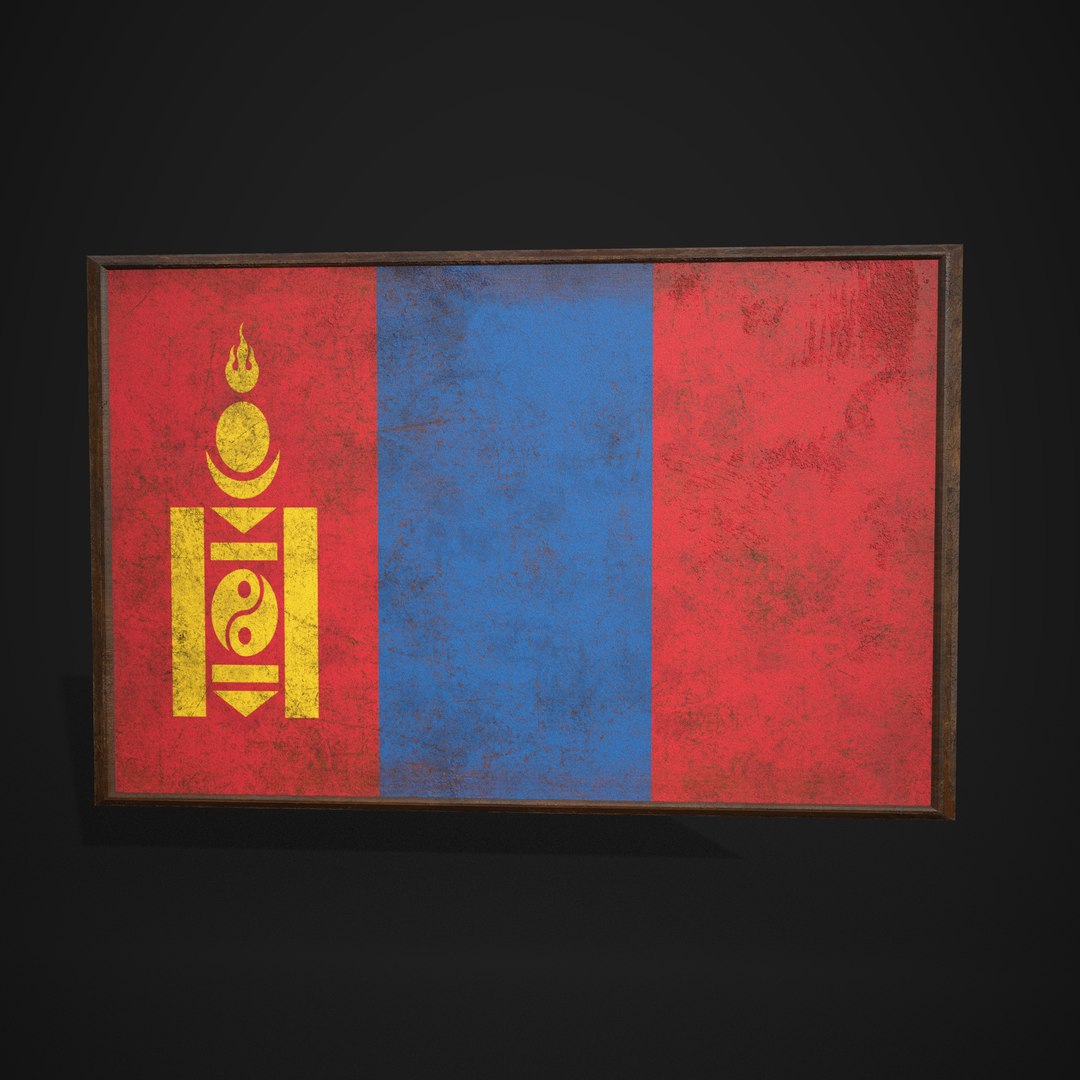 3D Old Picture Frame With Mongolia Flag - Game Ready PBR Low-poly 3D ...