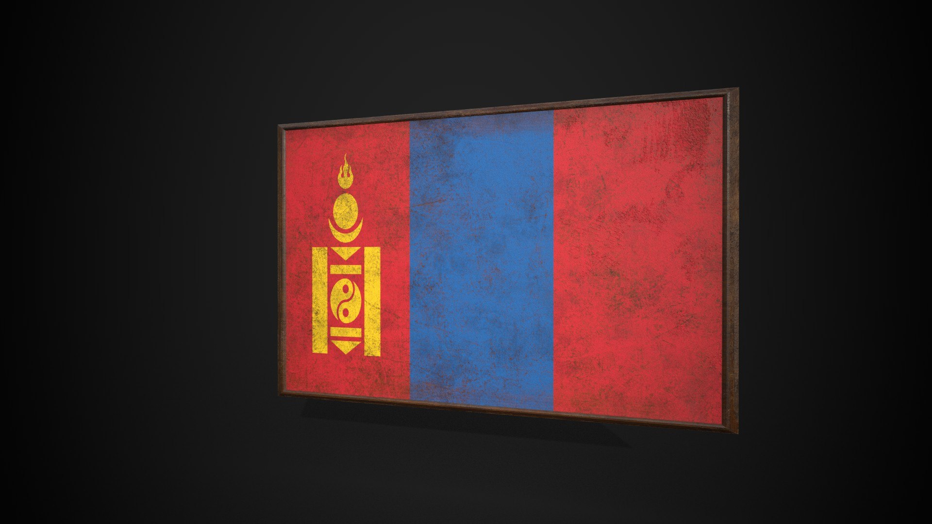 3D Old Picture Frame With Mongolia Flag - Game Ready PBR Low-poly 3D ...