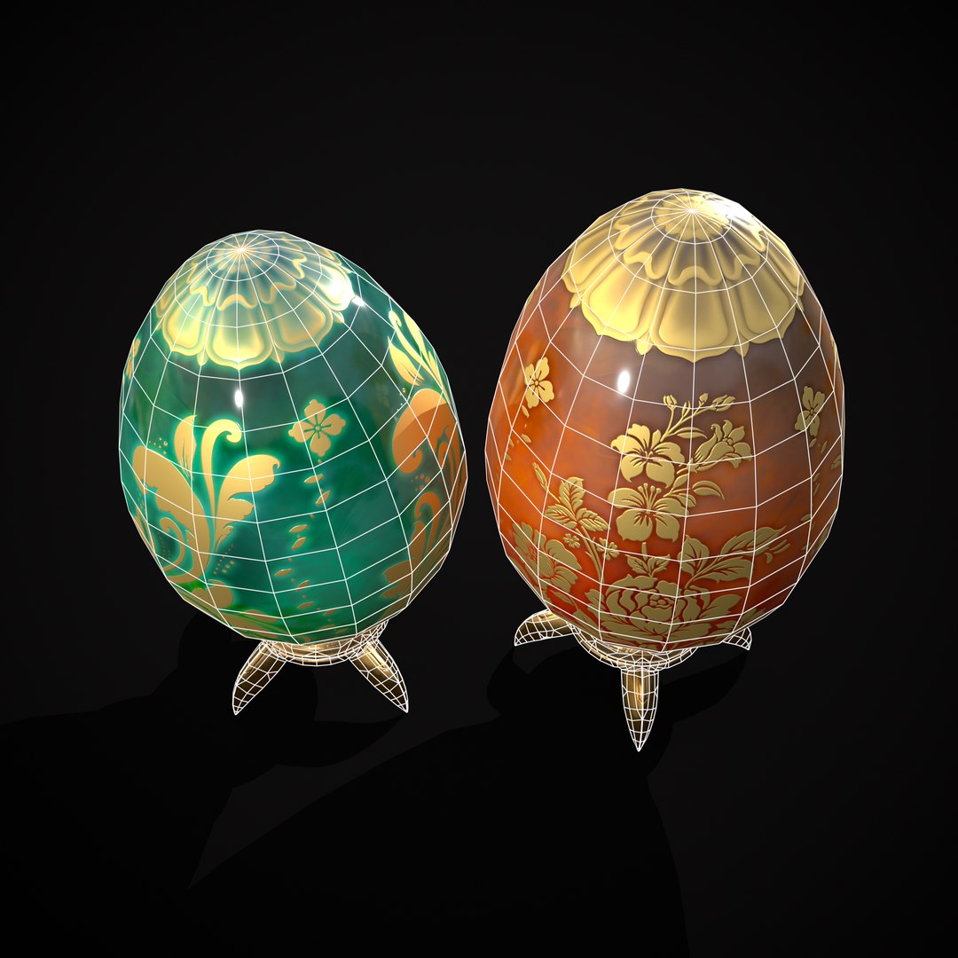 3D Orange Green Decorative Eggs Model - TurboSquid 2224557
