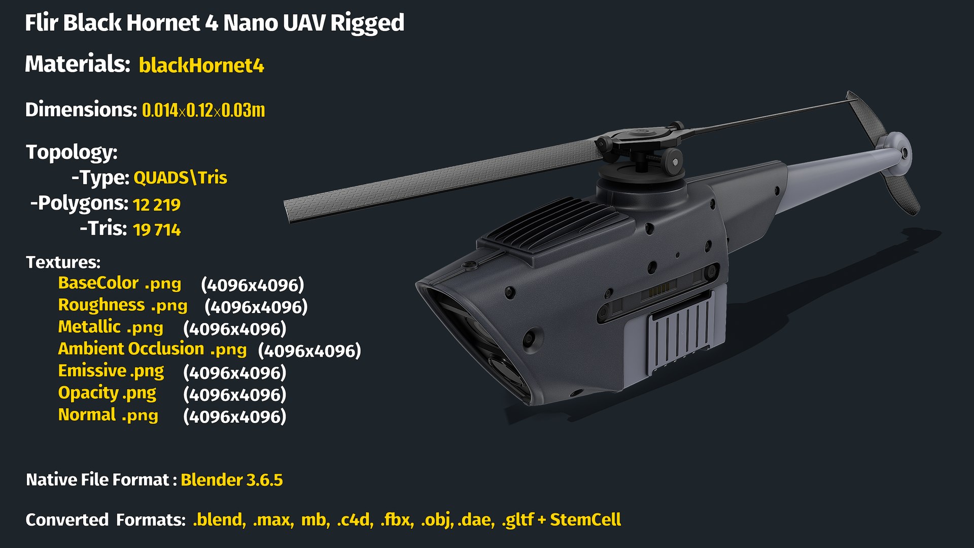Flir Black Hornet 4 Nano UAV Rigged 3D model - TurboSquid 2177704