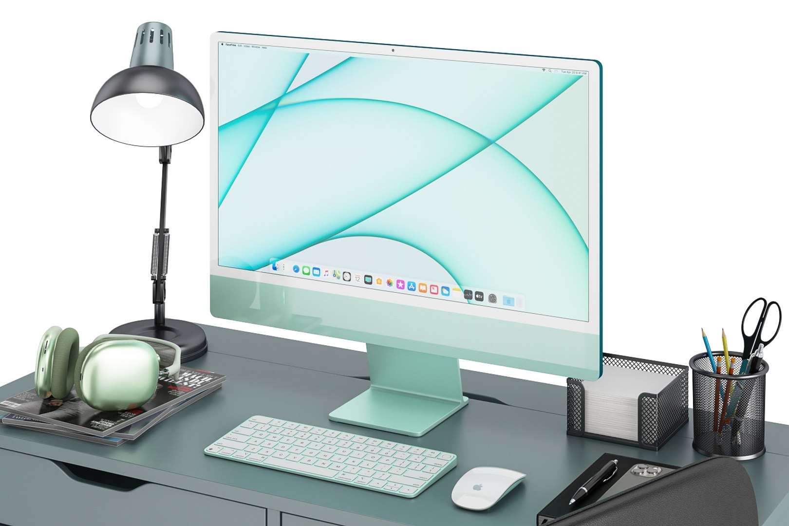 Workplace iMac Green model - TurboSquid 1765629