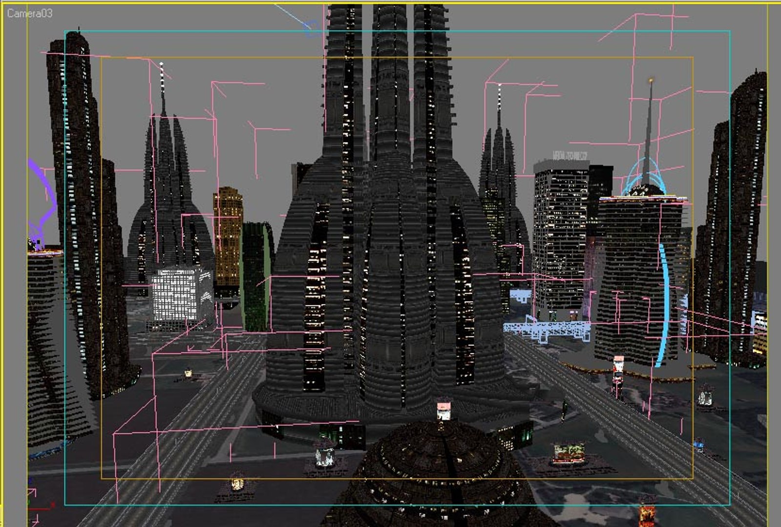 Realistic Night City Modern 3d Model