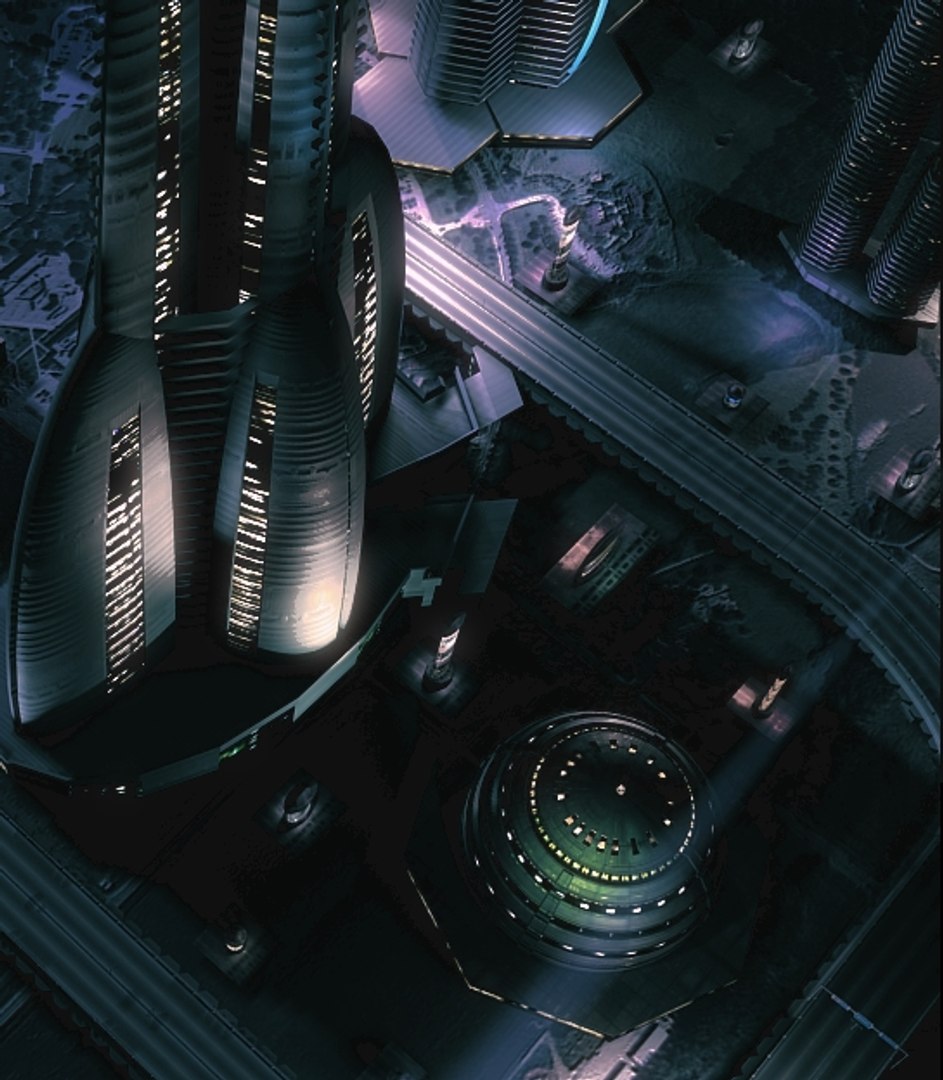 Realistic Night City Modern 3d Model