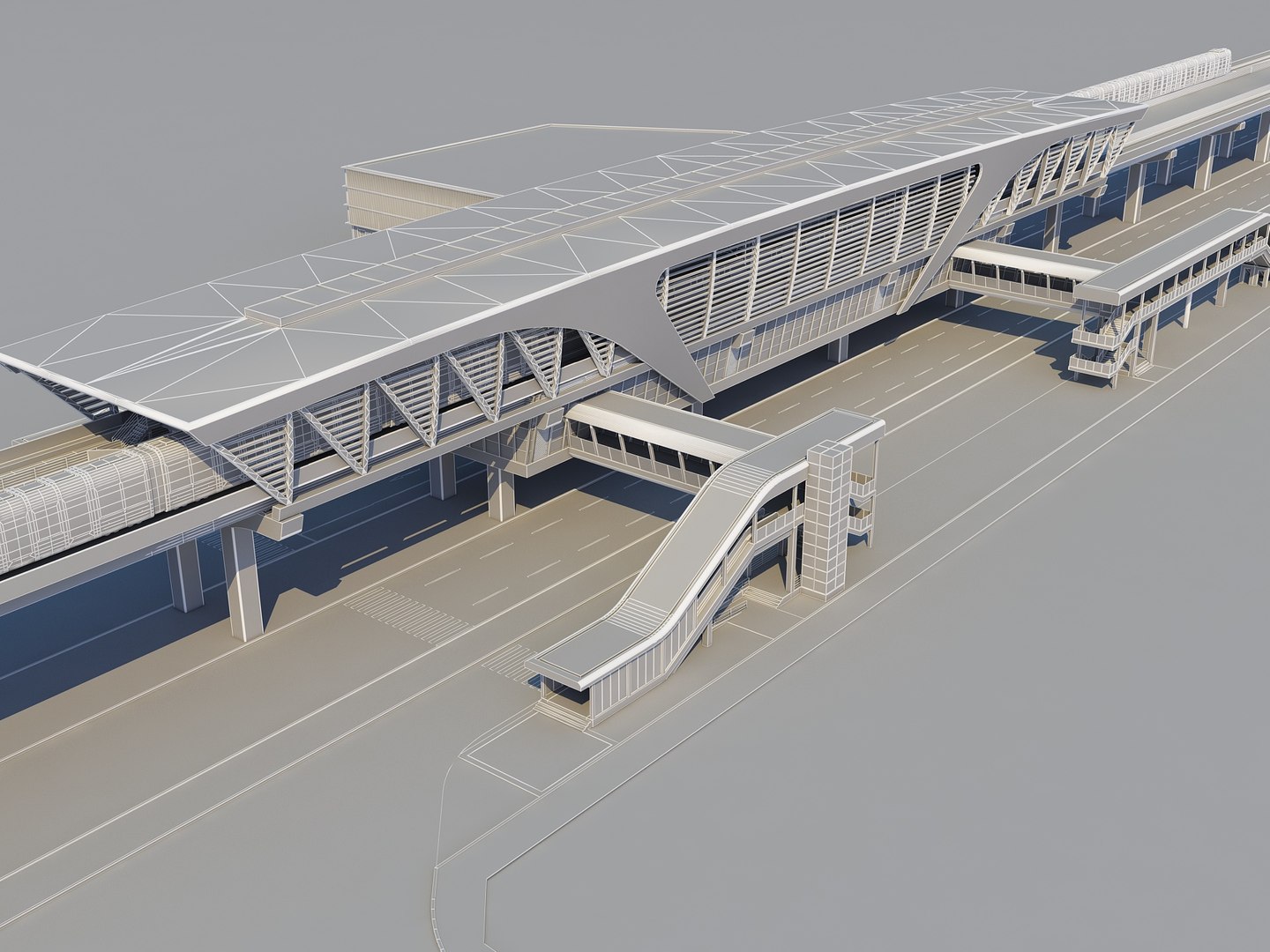 3D Model Light Rail Station - TurboSquid 2032181