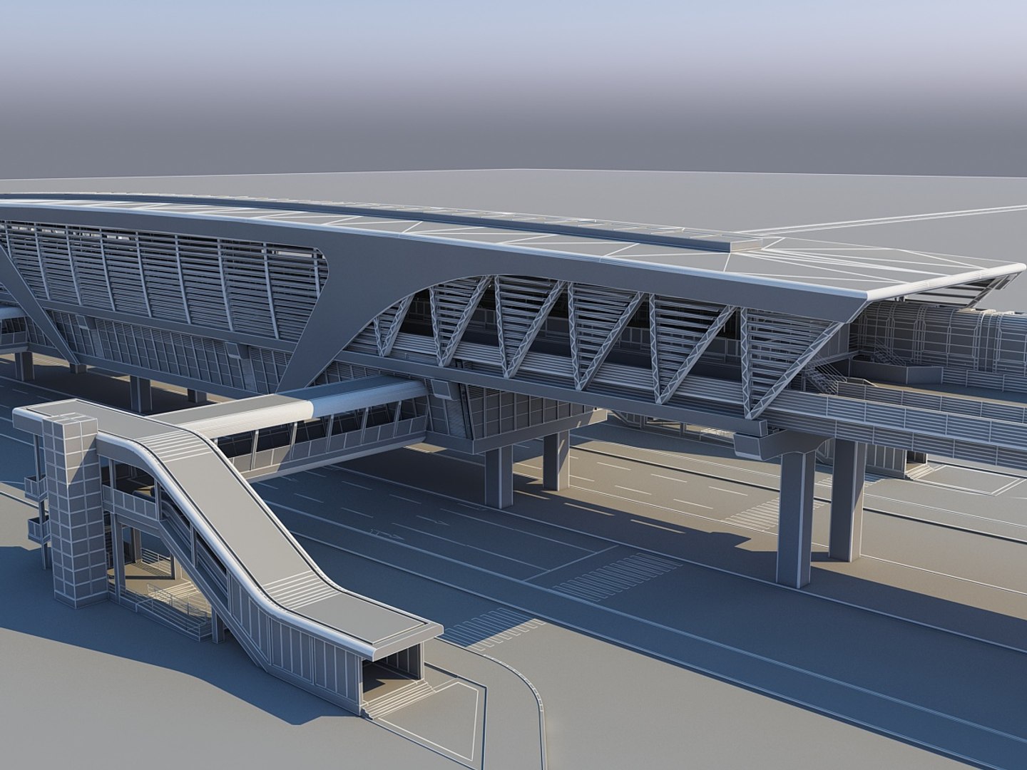 3D Model Light Rail Station - TurboSquid 2032181