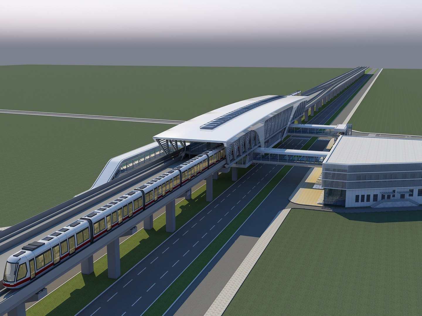 3D Model Light Rail Station - TurboSquid 2032181