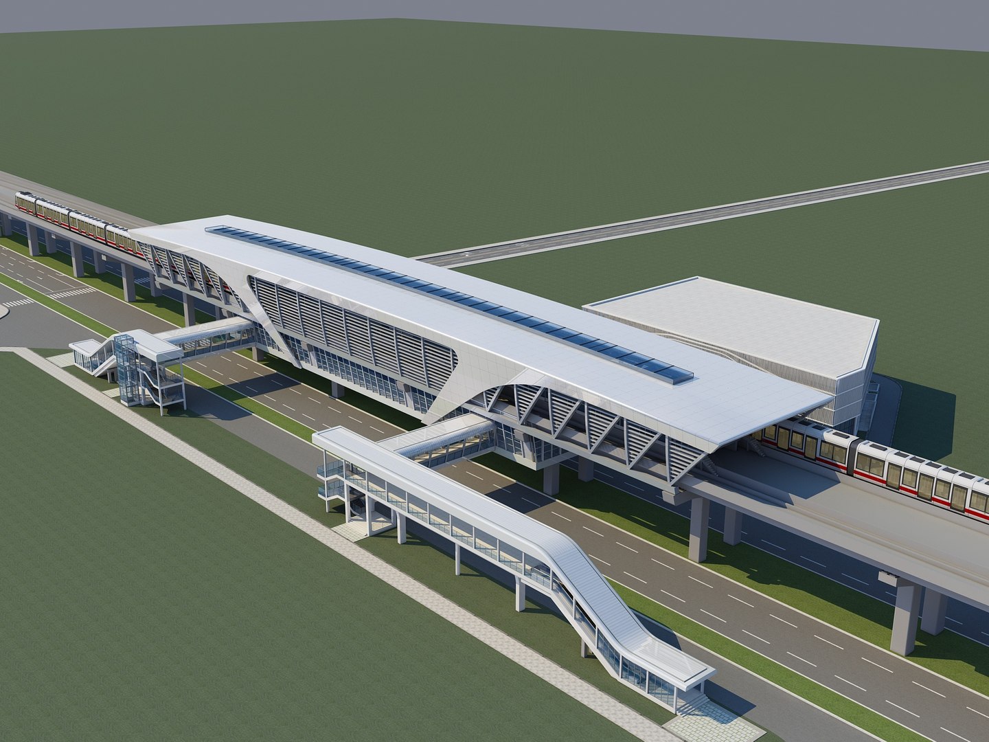 3D Model Light Rail Station - TurboSquid 2032181