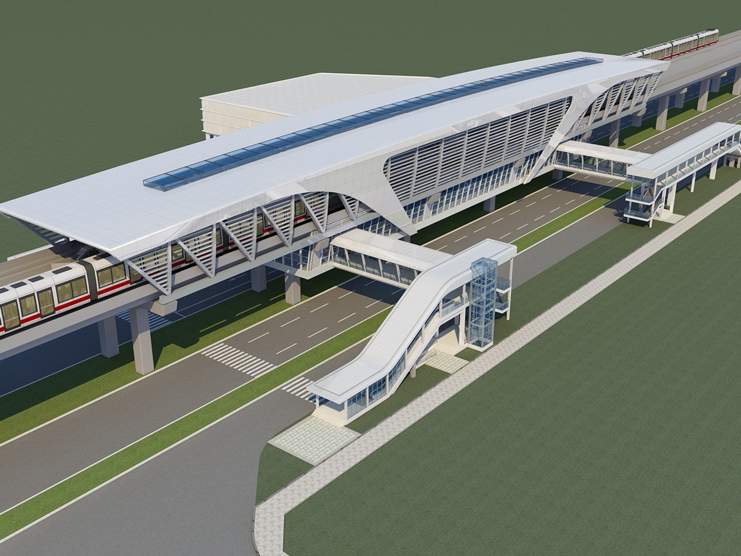 3D Model Light Rail Station - TurboSquid 2032181