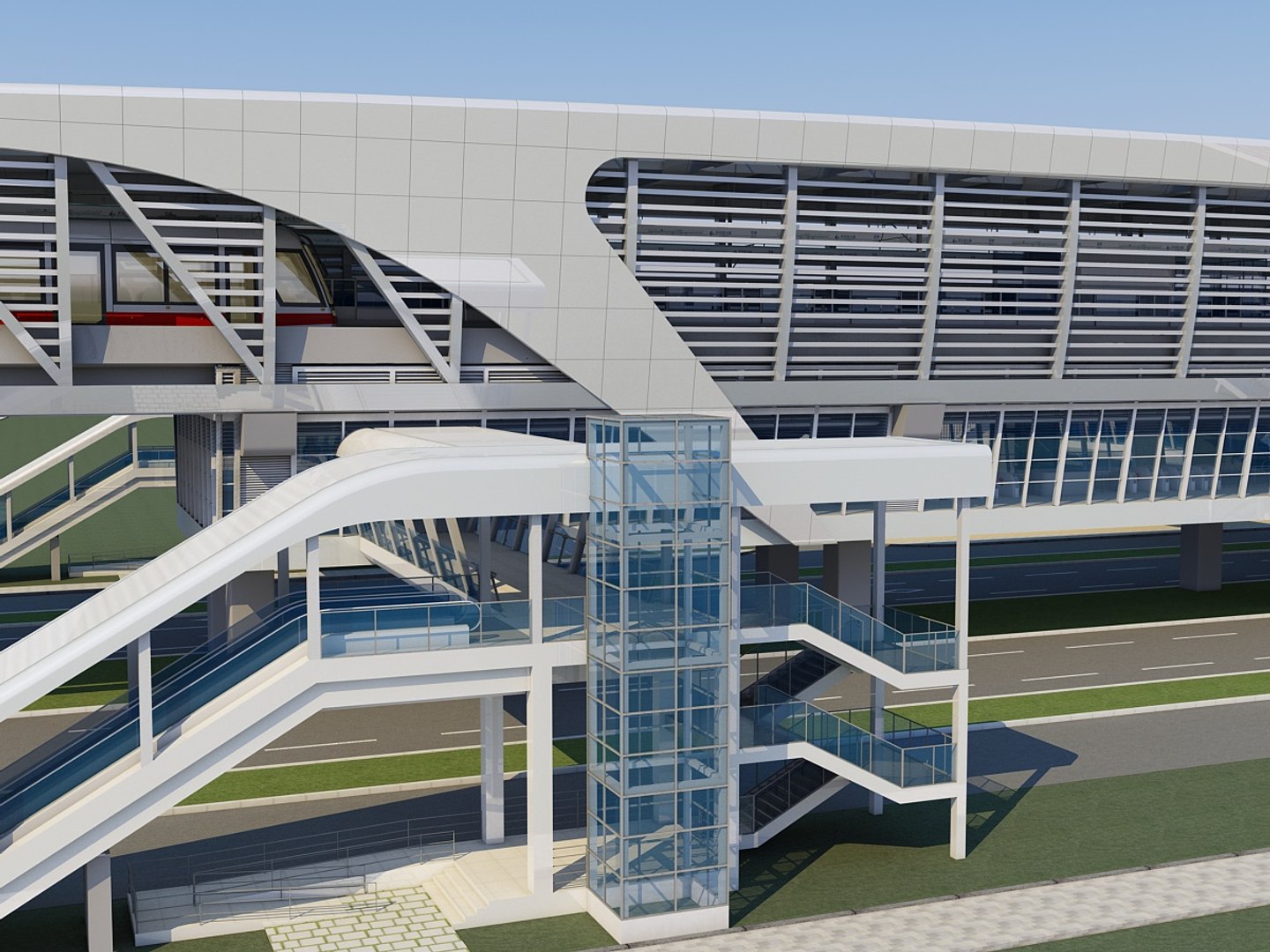 3D Model Light Rail Station - TurboSquid 2032181