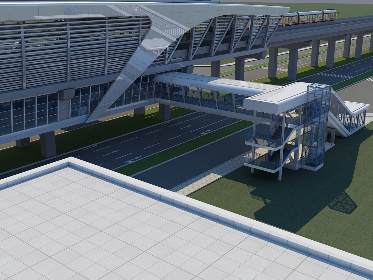 3D Model Light Rail Station - TurboSquid 2032181