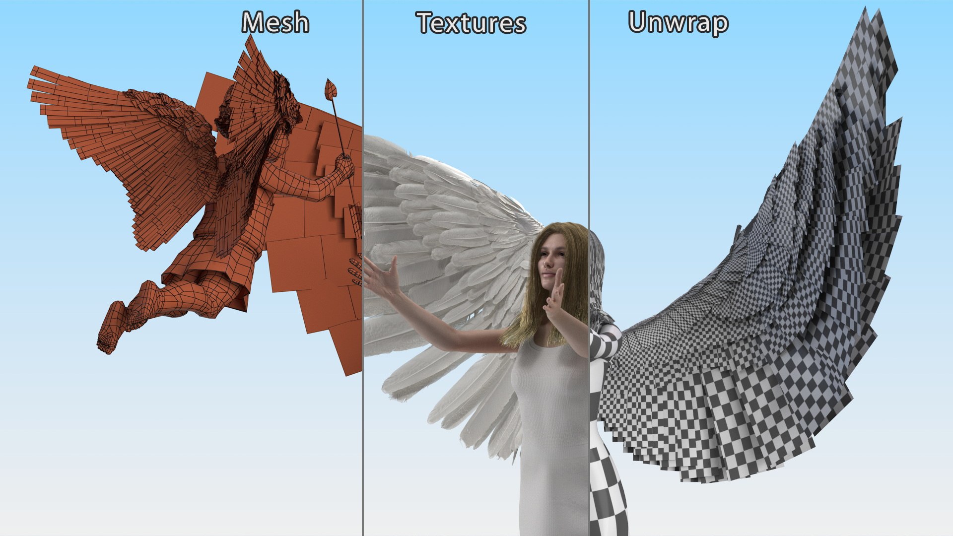 Angel Female With Cupid Boy 3D Model - TurboSquid 2306897