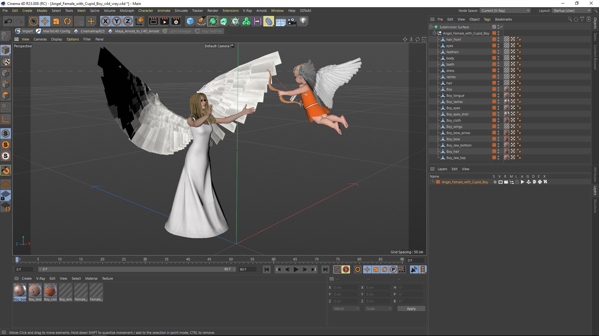 Angel Female With Cupid Boy 3D Model - TurboSquid 2306897