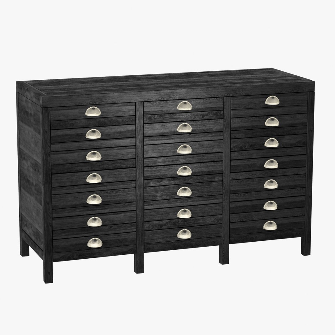 3d black wood chest drawers