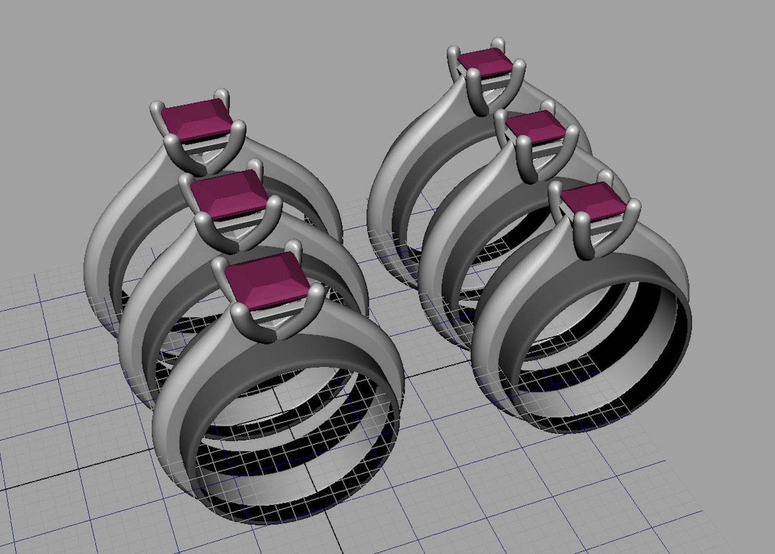 3D Gold engagement ring with diamond set of sizes 0067 V1 model - TurboSquid 2063046