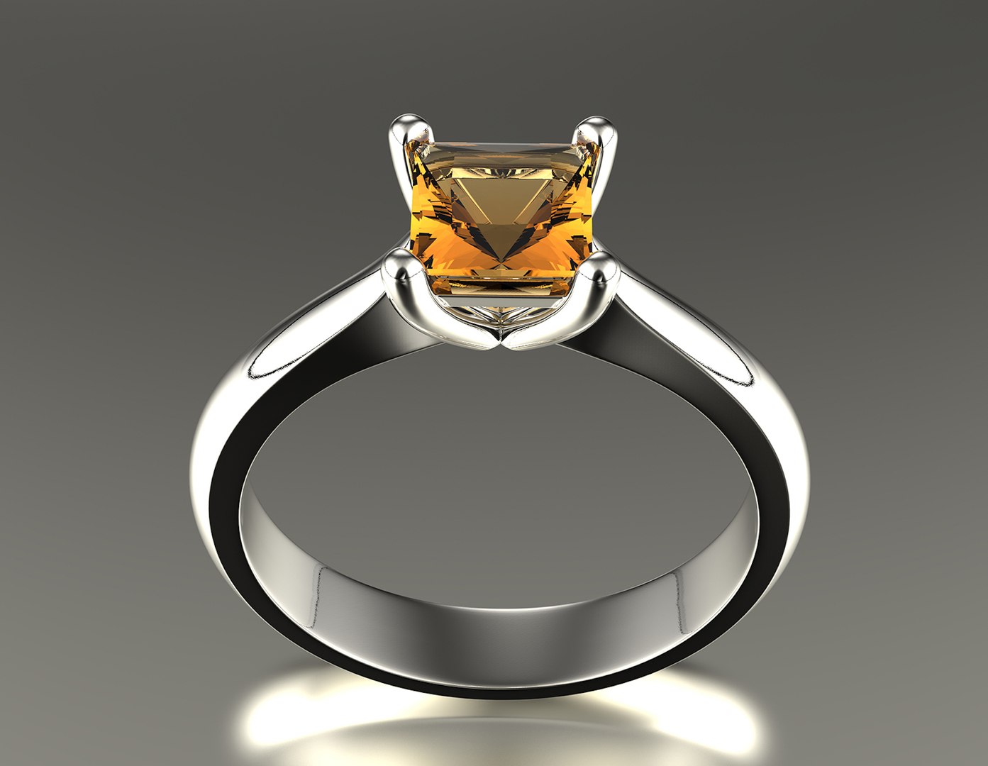 3D Gold engagement ring with diamond set of sizes 0067 V1 model ...