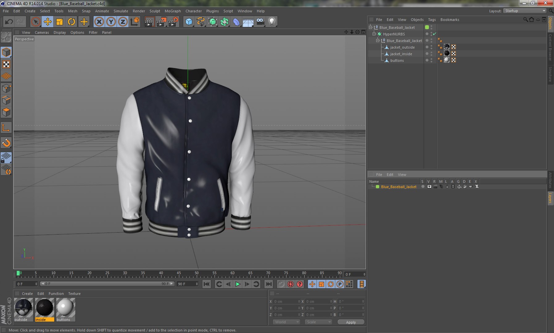 blue baseball jacket 3d model