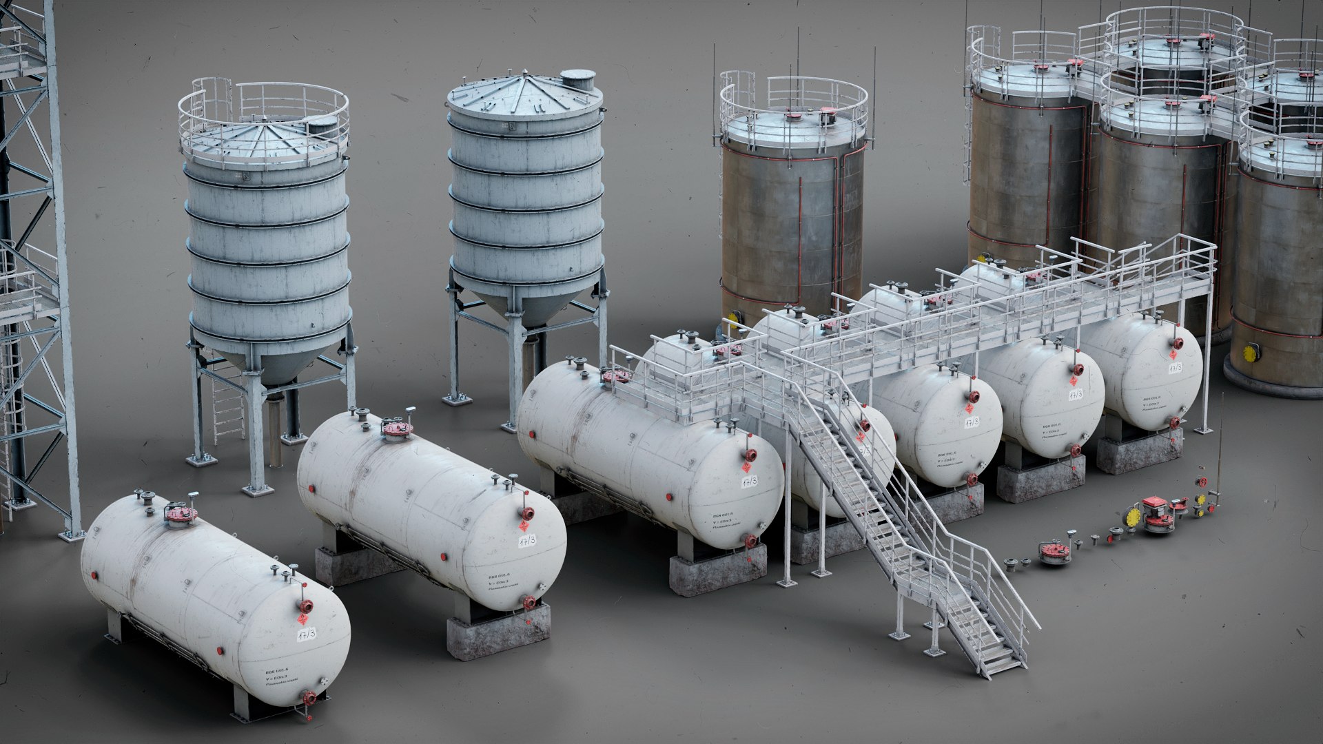 Industrial Storage Silo Pack Realtime 3D Model - TurboSquid 2239766