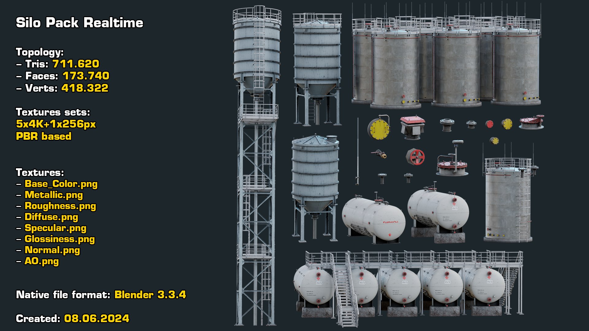Industrial Storage Silo Pack Realtime 3D Model - TurboSquid 2239766