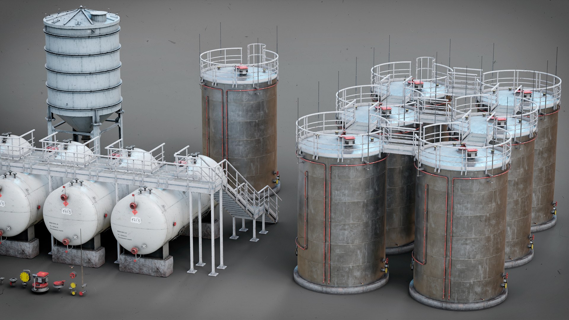 Industrial Storage Silo Pack Realtime 3D Model - TurboSquid 2239766