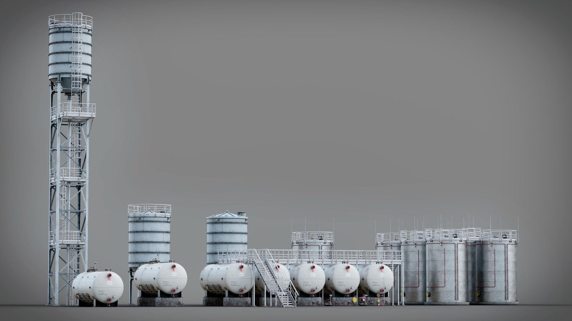 Industrial Storage Silo Pack Realtime 3D Model - TurboSquid 2239766