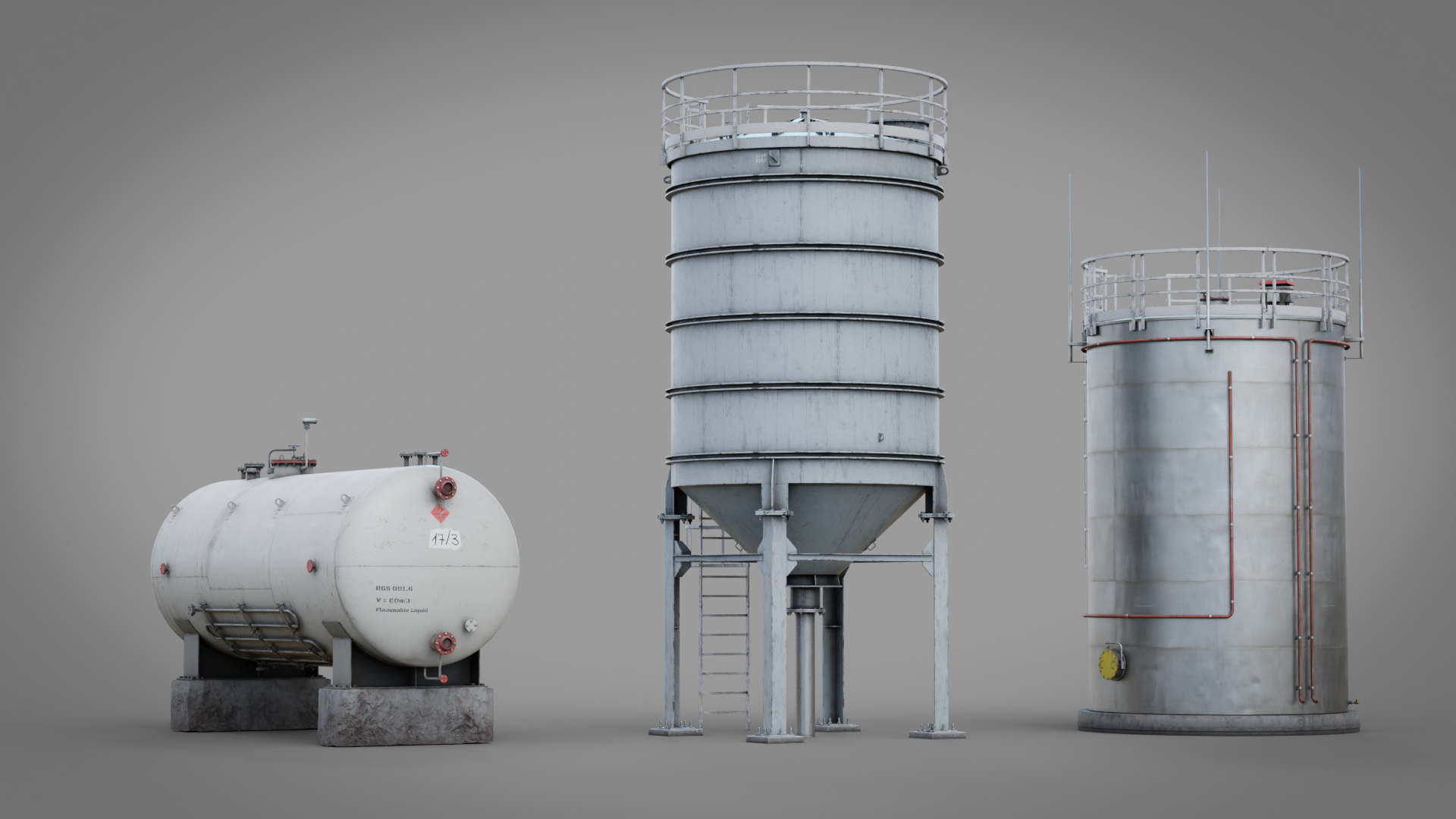 Industrial Storage Silo Pack Realtime 3D Model - TurboSquid 2239766