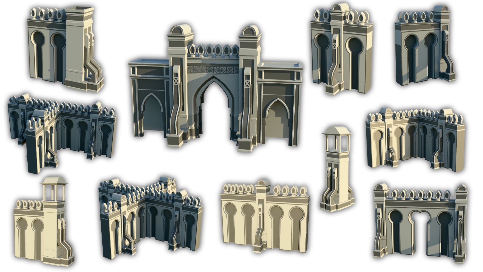 Scifi Castle Wall Set 3D Model - TurboSquid 2509279