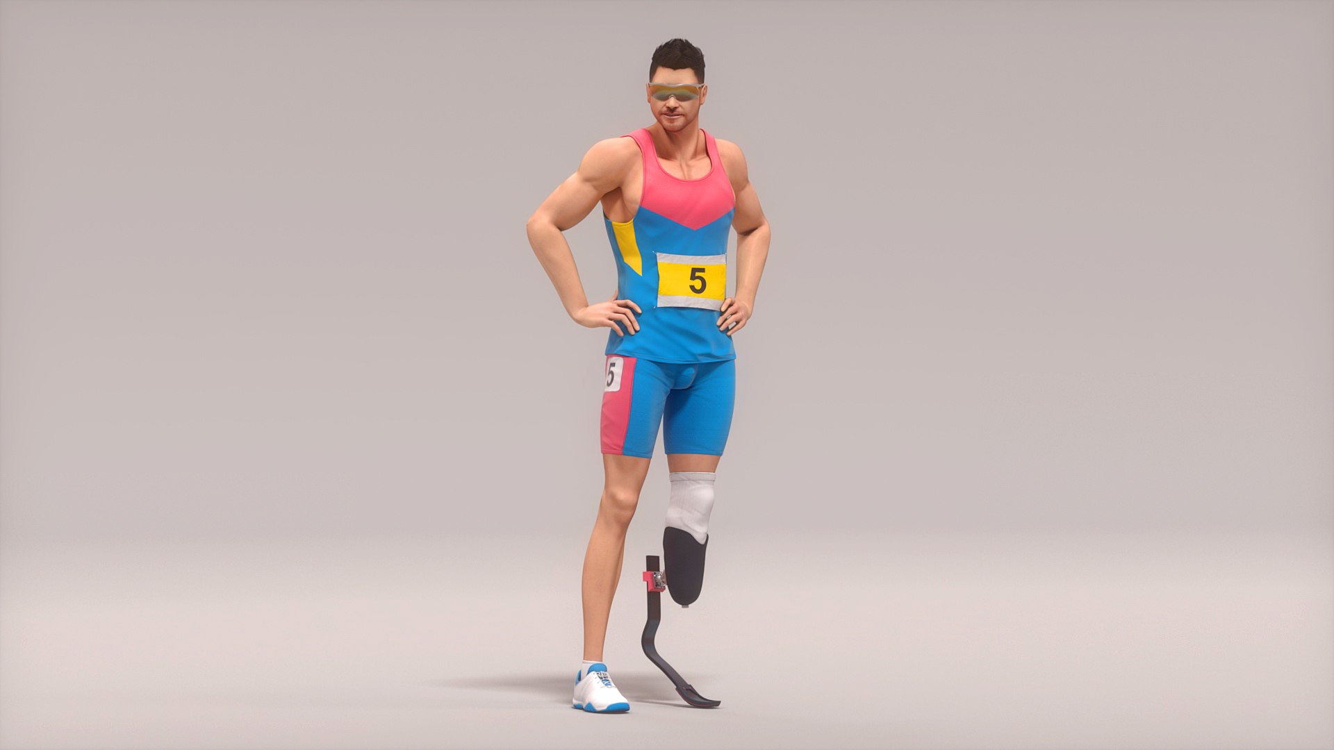 Male Paralympic Runner Animated HQ Standard License 3D Model ...