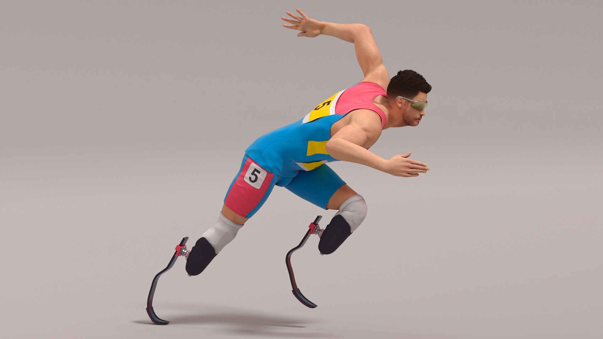 Male Paralympic Runner Animated HQ Standard License 3D Model ...
