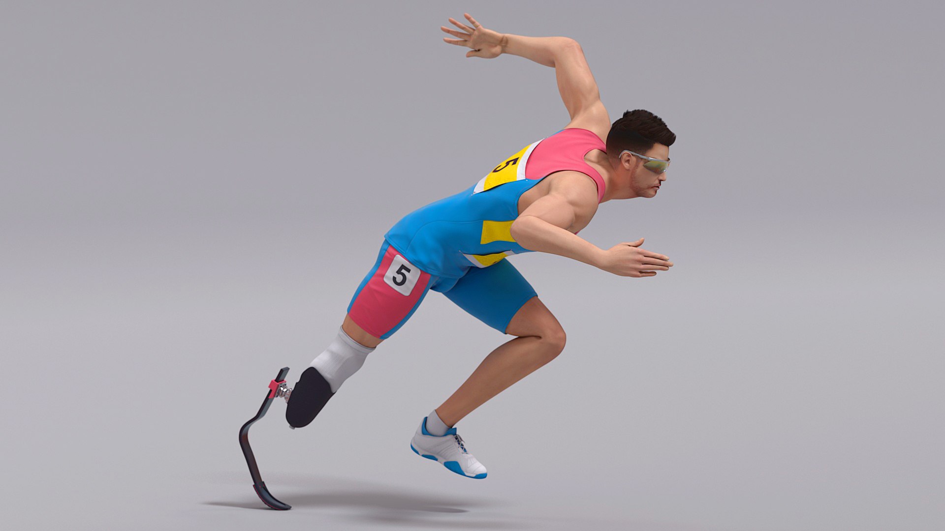 Male Paralympic Runner Animated HQ Standard License 3D Model ...