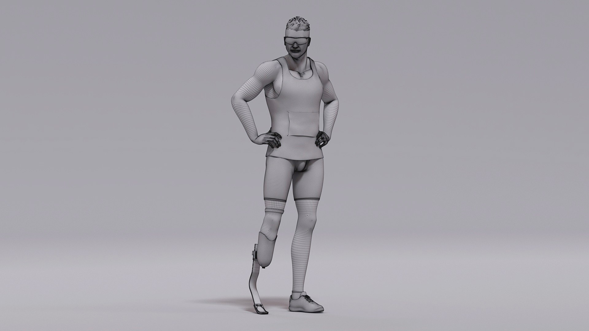 Male Paralympic Runner Animated HQ Standard License 3D Model ...