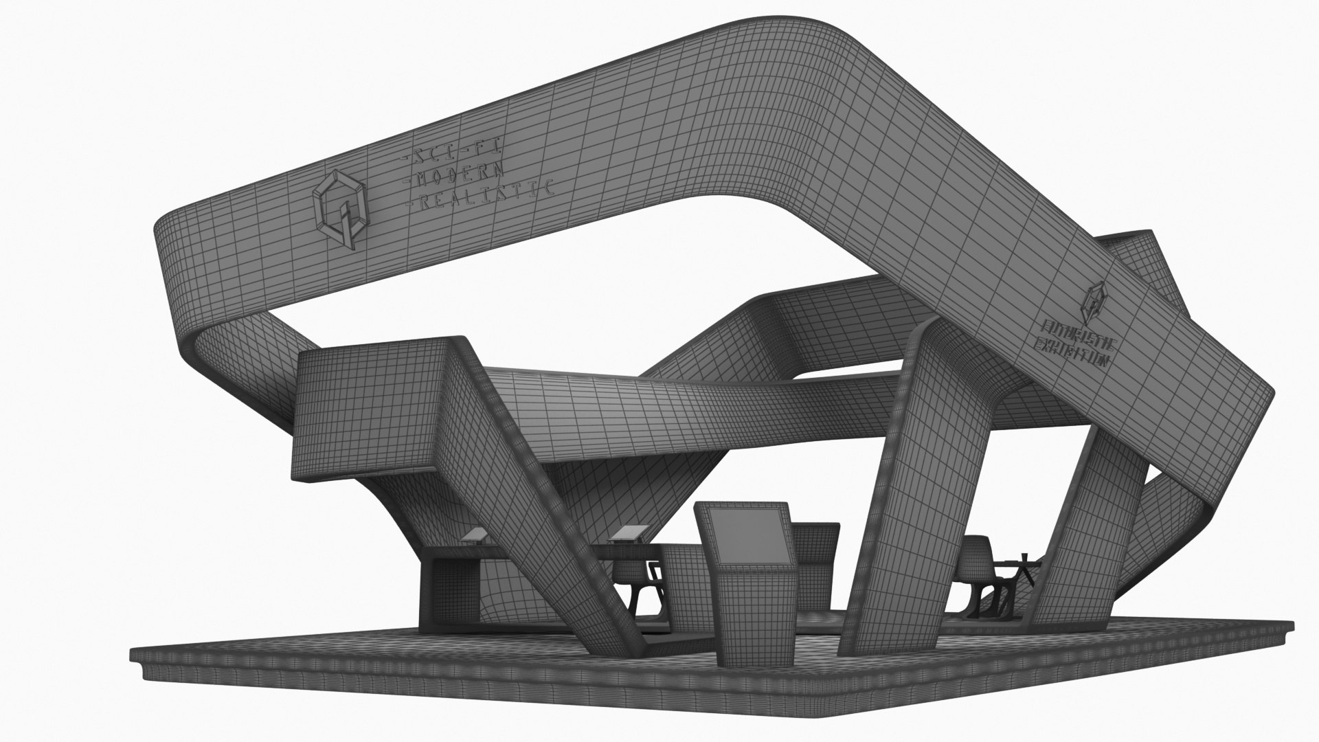 Futuristic Exhibition Stand 18 3D Model - TurboSquid 1902783
