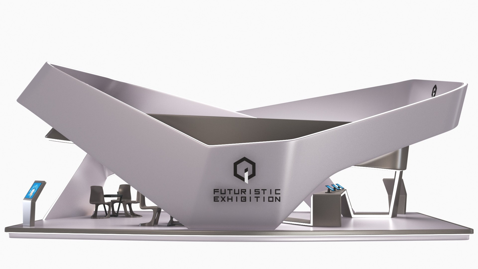 Futuristic Exhibition Stand 18 3D Model - TurboSquid 1902783