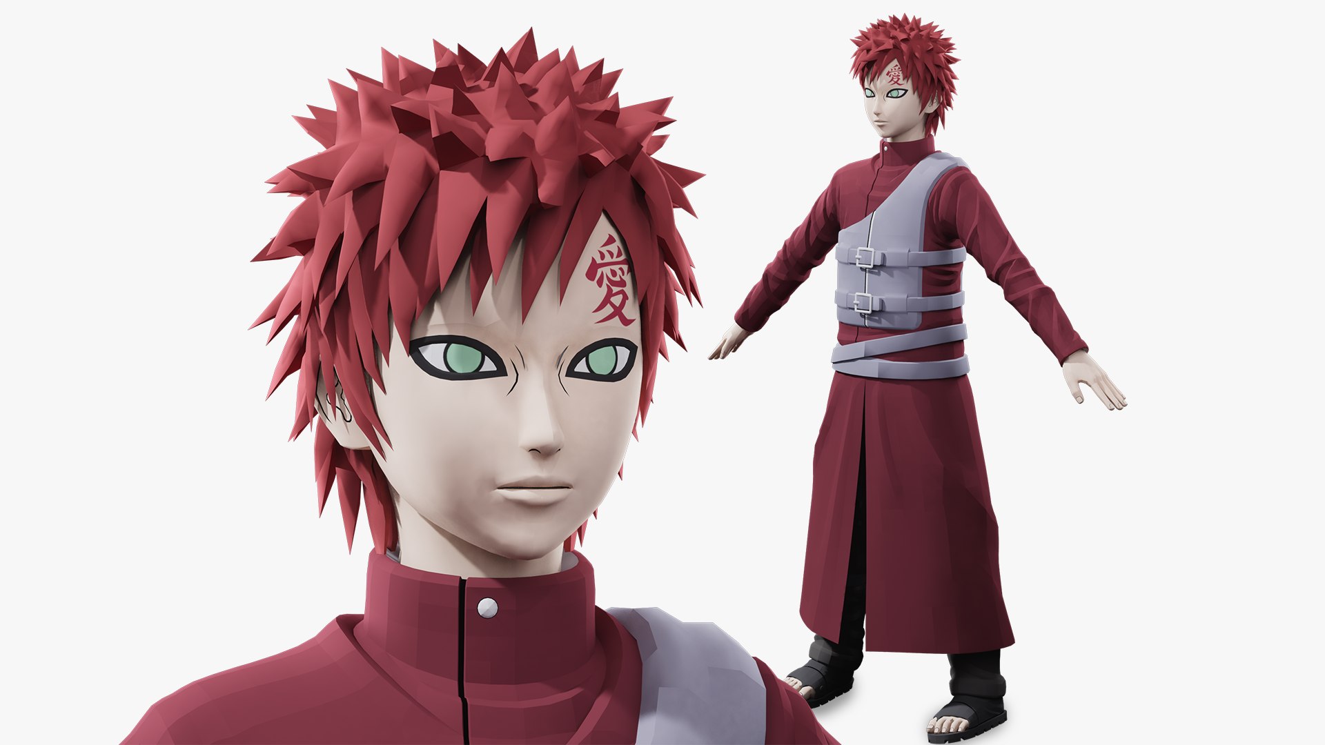 Gaara Naruto Characters Low-poly 3D 모델 - TurboSquid 1967892