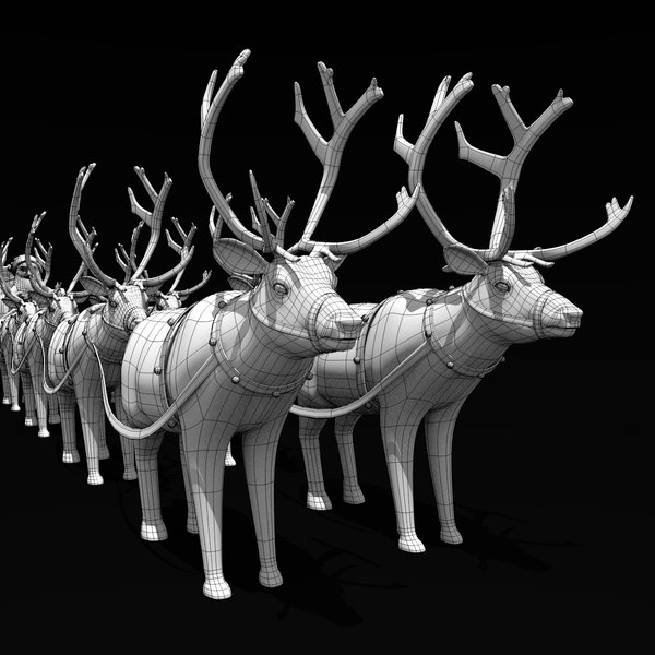 3d santa s sleigh reindeer model