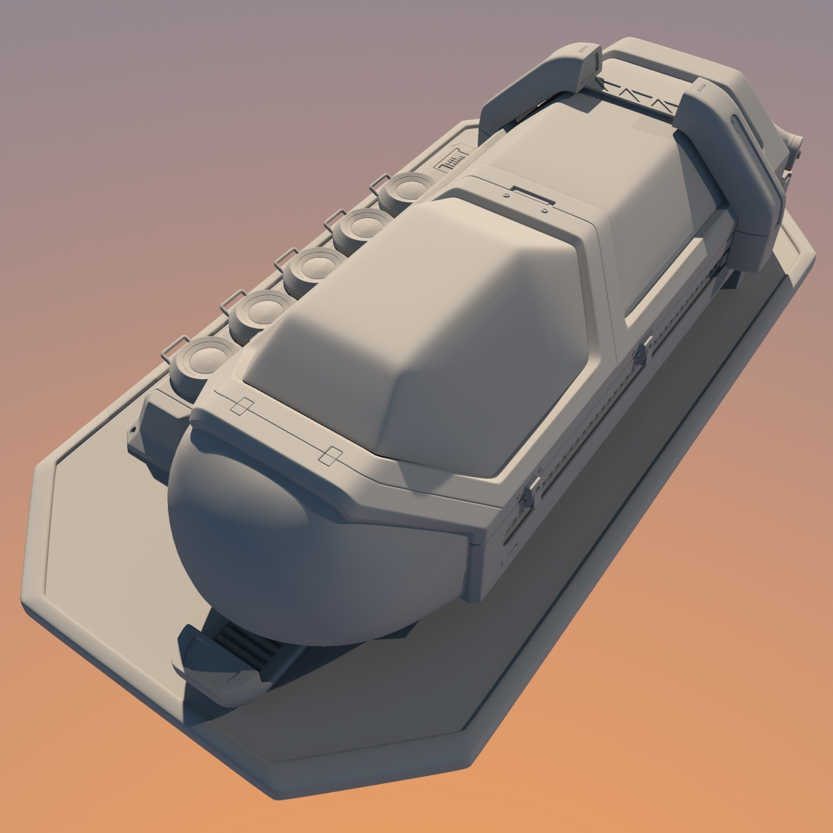 obj futuristic sci fi cryopod