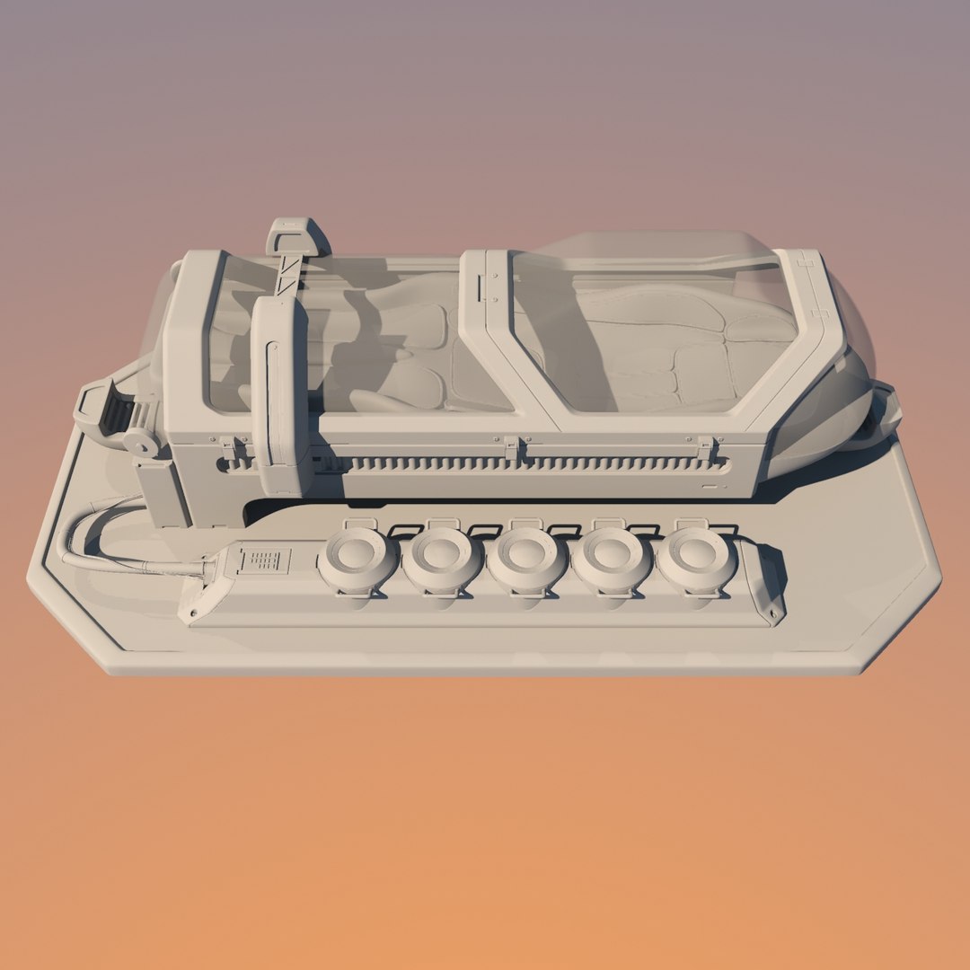 Obj Futuristic Sci Fi Cryopod